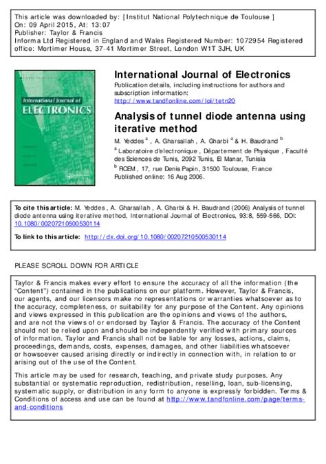 Pdf Iterative Analysis Of Tunnel Diode Antenna