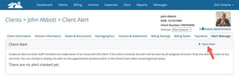 alert messages therapymate