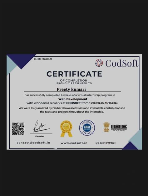 Preety Kumari On Linkedin Webdevelopment Internship Codsoft Learningandgrowing
