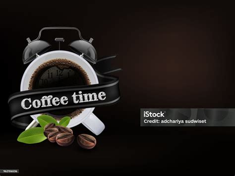 블랙 커피와 어두운 배경 텍스트 복사 공간에 커피 콩 컵 벡터 일러스트 레이 션 0명에 대한 스톡 벡터 아트 및 기타 이미지 0명 갈색 구이 Istock