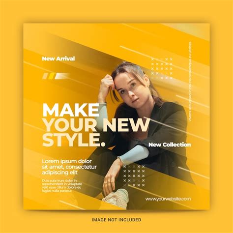 노란색 패션 소셜 미디어 및 인스타그램 포스트 템플릿 프리미엄 벡터