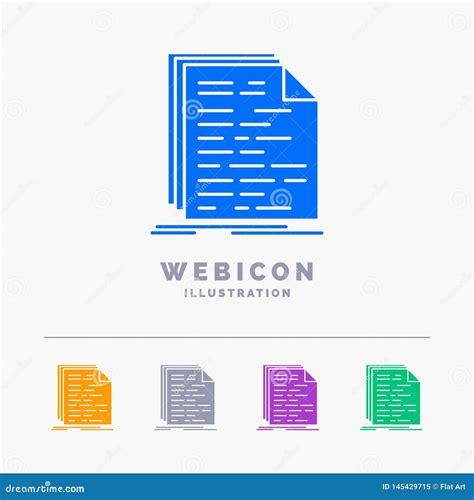 Code Coding Doc Programming Script 5 Color Glyph Web Icon Template Isolated On White Vector