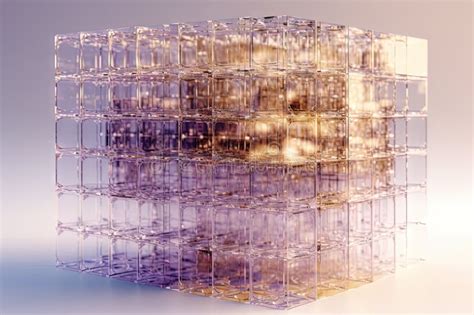 Ethereal Geometric Sculpture With A Cube Shape Shiny Crystal Cube Structure With Vibrant Colors