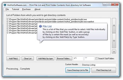 purchase print file list and print folder contents from directory list shopping for open files