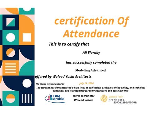 Completion Certificate For Modeling Advanced With Waleed Yasin Ali Elaraby Posted On The Topic