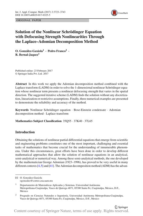 Solution Of The Nonlinear Schrödinger Equation With Defocusing Strength
