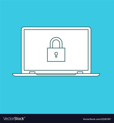 Laptop With Password Notification And Lock Icon Vector Image