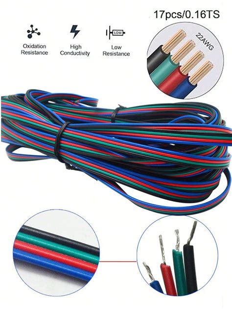 Cable eléctrico LED de pies m y pines cable de extensión LED para tiras de luz LED