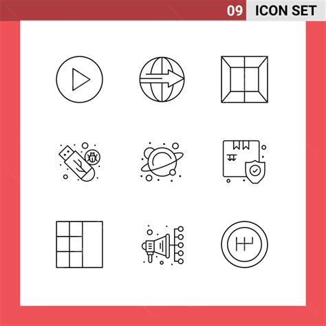 9 Vector Hd Png Images Set Of 9 Vector Outlines On Grid For Science