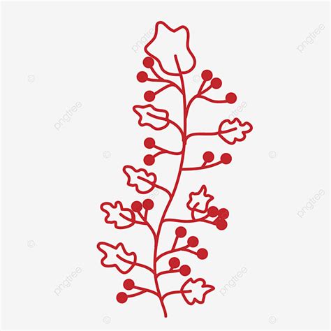 Red Graph Clipart Transparent Background Red Simple Line Floral Graph Red Fashion Simple PNG