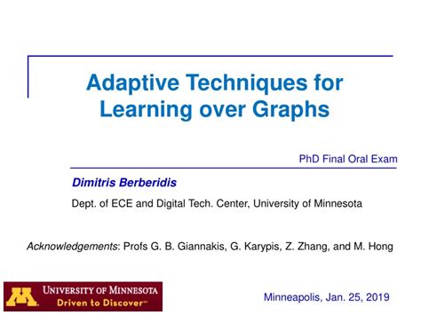 Ppt Adaptive Techniques For Learning Over Graphs Icassp2017 Phd