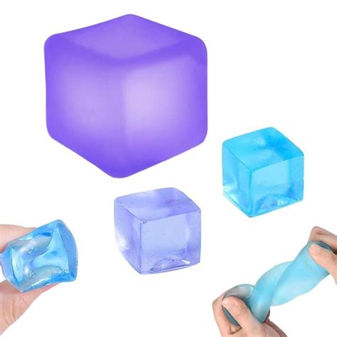 3pcs Squishy Cube Ice Cube Squishy Squishy Fidget Toys Square Stress Balls Anxiety Relief