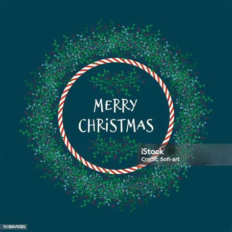 사탕 지팡이 원이있는 카드 크리스마스 화환 휴일 엽서 벡터 격리 캔디 케인에 대한 스톡 벡터 아트 및 기타 이미지 캔디 케인 정사각형 구성 화관 Istock