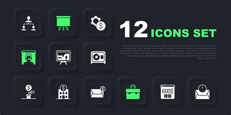 달러 봉투 그래프 차트 서류 가방 24 시간 전화 지원 은행 건물 칠판 메일 및 전자 메일 아이콘으로 모니터를 설정합니다 벡터 24에 대한 스톡 벡터 아트 및 기타 이미지