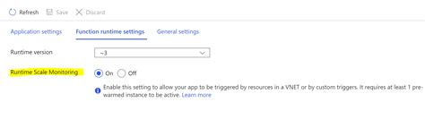 How To Update Runtime Scale Monitoring Setting In Azure Function Using