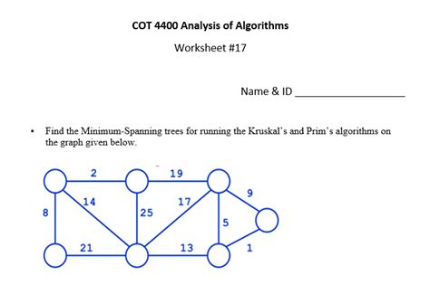 Solved Cot 4400 Analysis Of Algorithms Worksheet 17 Name And