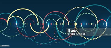 정렬 데이터 조각화 처리 비즈니스 분석 파동과 입자의 형태로 정보의 흐름 많은 양의 데이터를 시각화합니다 정보의 추상적 인 변환