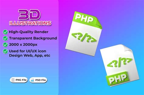 Premium PSD PHP File Type 3D Rendering On Transparent Background Ui