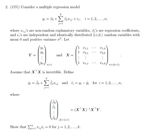 Solved 2 15 Consider A Multiple Regression Model K Yi