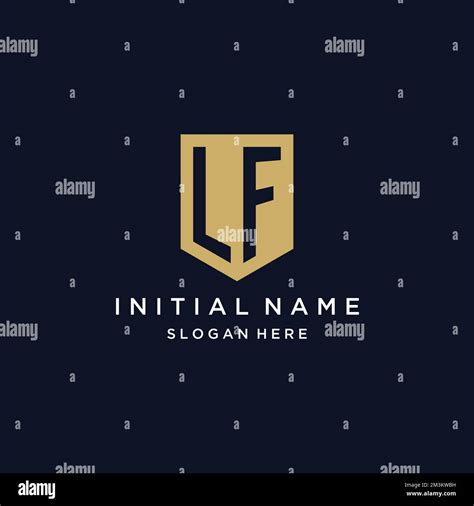 Lf Monogram Initials Logo Design With Shield Icon Template Stock Vector