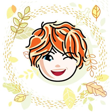 Premium Vector Vector Illustration Of Beautiful Red Haired Happy Girl Face Positive Face