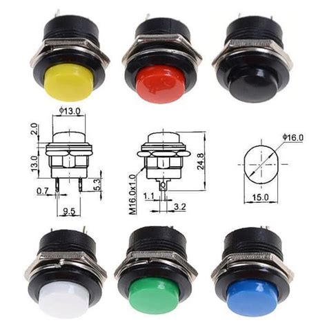 Jual Brd04s Push On R13 507 16mm Saklar Tombol Reset Momentary Switch Button Ac Dc Hitam