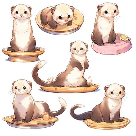 Premium Photo Cartoon Otters Sitting On A Plate With A Cake And A