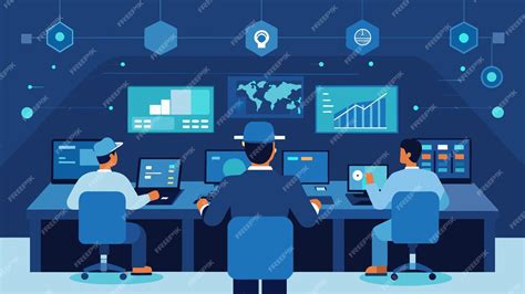 In A Sleek Control Room A Group Of Operators Monitor A Network Of