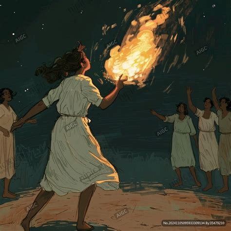 Ai创作图火种起源 寓意浴火重生涅槃重生 故事人物 赫拉克利亚献纳品 神的呼召 先知以利亚 持火炬的得墨忒耳像 火的崇拜 火种发明人 传教故事 火焰传说 圣火仪式 火焰审判 神话nipic