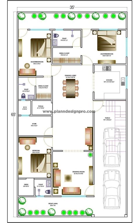 3 Bhk Apartment Space Planning Free Autocad Layout