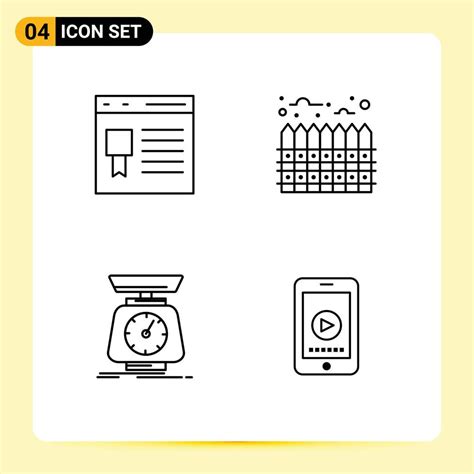 mobile interface line set of 4 pictograms of browser implementation