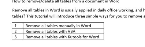How To Remove Delete All Tables From A Word Document