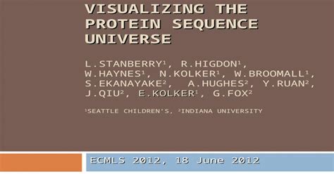 ppt visualizing the protein sequence universe e kolker 1 visualizing