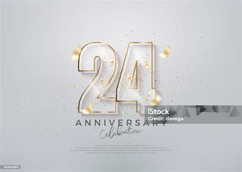 독특한 유리 숫자가 있는 현대적인 숫자 24번 축하 디자인을 위한 프리미엄 벡터 포스터 배너 축하 인사말을 위한 프리미엄 벡터 24에 대한 스톡 벡터 아트 및 기타 이미지