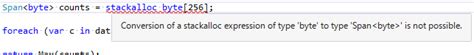 Confusing Error Message For Span Stackalloc · Issue 22817 · Dotnet