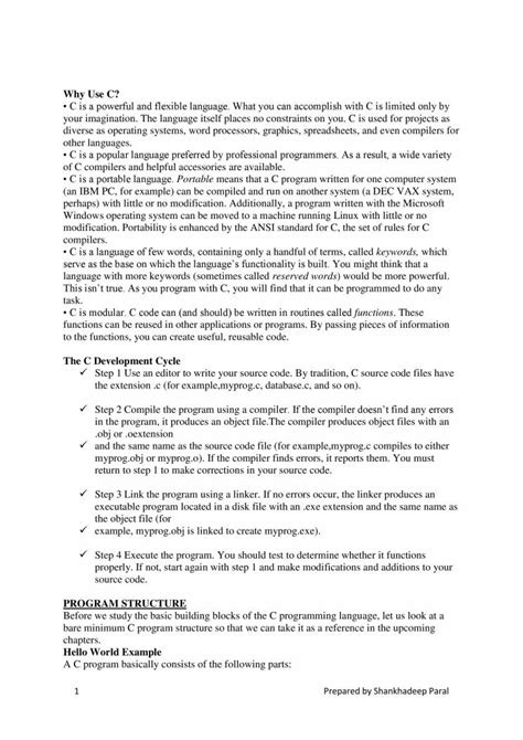 Notes On C Programming Notes Learnpick India