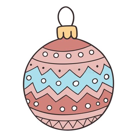 Doodle Style Christmas Ornament With Zigzag And Polka Dot Patterns