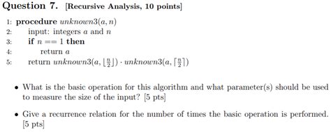 Solved Question 7 Recursive Analysis 10 Points 1