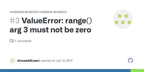 Valueerror Range Arg 3 Must Not Be Zero · Issue 3 · Mwleedsandroid Malware Analysis · Github
