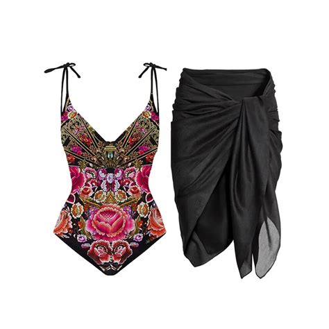 Sacro Cuore Glam Print One Piece Swimsuit Matching Sarong Woodland