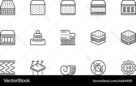 Orthopedic Mattress Line Icons Set Royalty Free Vector Image