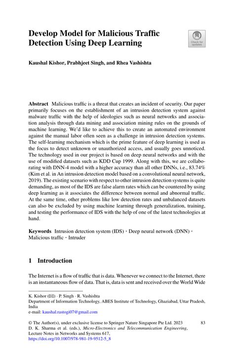 Pdf Develop Model For Malicious Traffic Detection Using Deep Learning