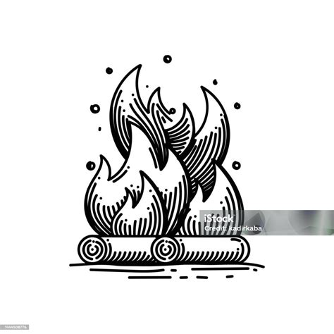 캠프 파이어 라인 아이콘 스케치 디자인 픽셀 완벽 편집 가능한 스트로크 캠핑 여행 레저 활동 화재 캐러밴 숲 캠프 지역 모닥불에 대한 스톡 벡터 아트 및 기타 이미지