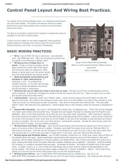 Guide Control Panel Layout And Wiring Best Practices Pdf