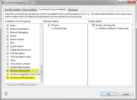 eclipse working sets explained mcu on eclipse