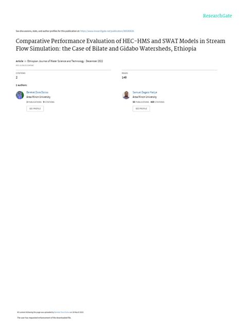 Comparative Performance Evaluation Of Hec Hms And Pdf Sensitivity Analysis Surface Runoff
