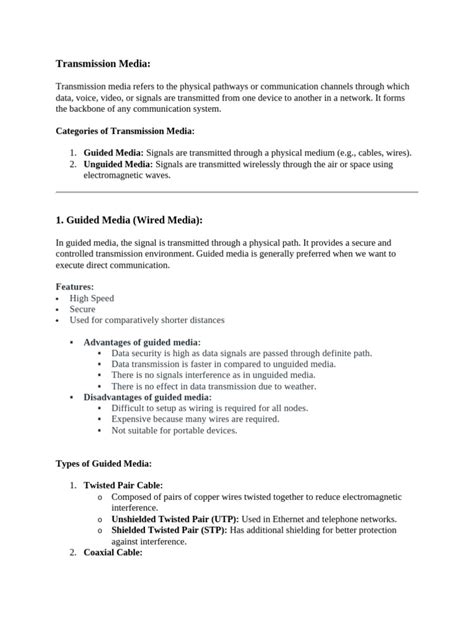 Transmission Media And Its Types Pdf Transmission Medium Electrical Engineering