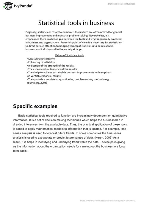 Statistical Tools In Business 283 Words Presentation Example