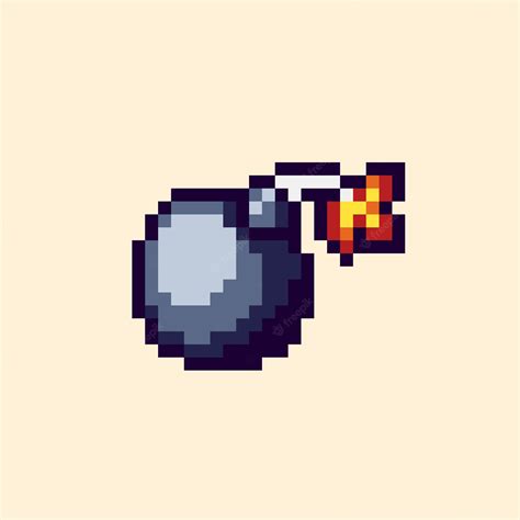 폭탄 픽셀 아트 스타일 프리미엄 벡터