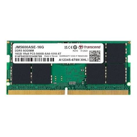 Transcend Sodimm Ddr5 16gb 5600mt S Jm5600ase 16g